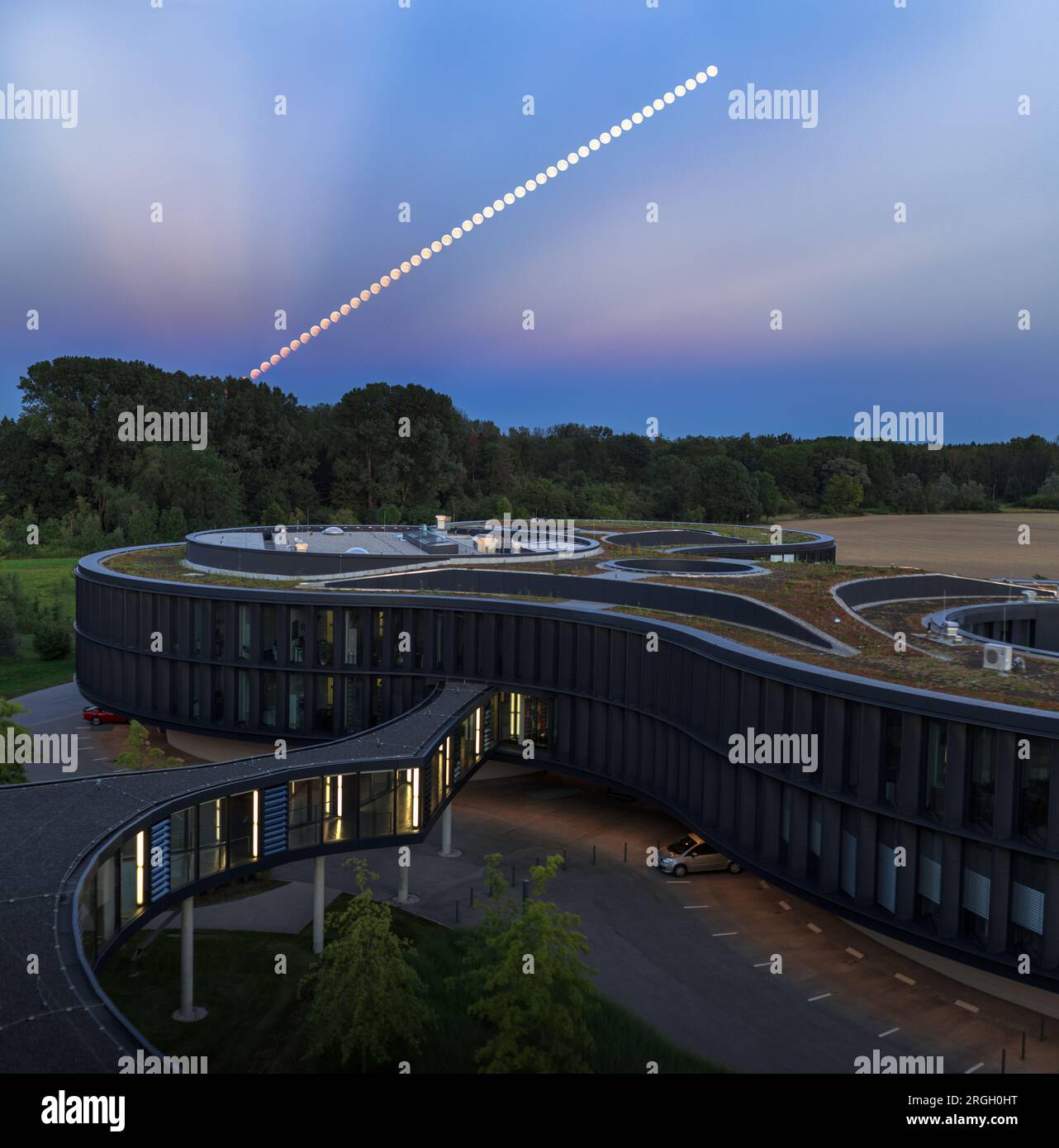 Timelapse of a lunar eclipse above ESO Headquarters in Germany Stock ...