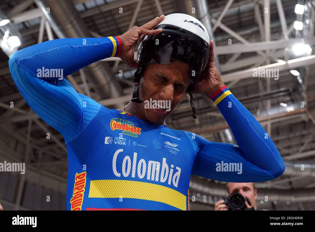 Colombia’s Kevin Quintero after winning the Men Elite Keirin final ...