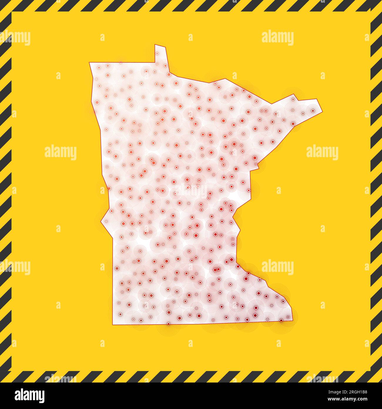 Minnesota closed - virus danger sign. Lock down US state icon. Black ...