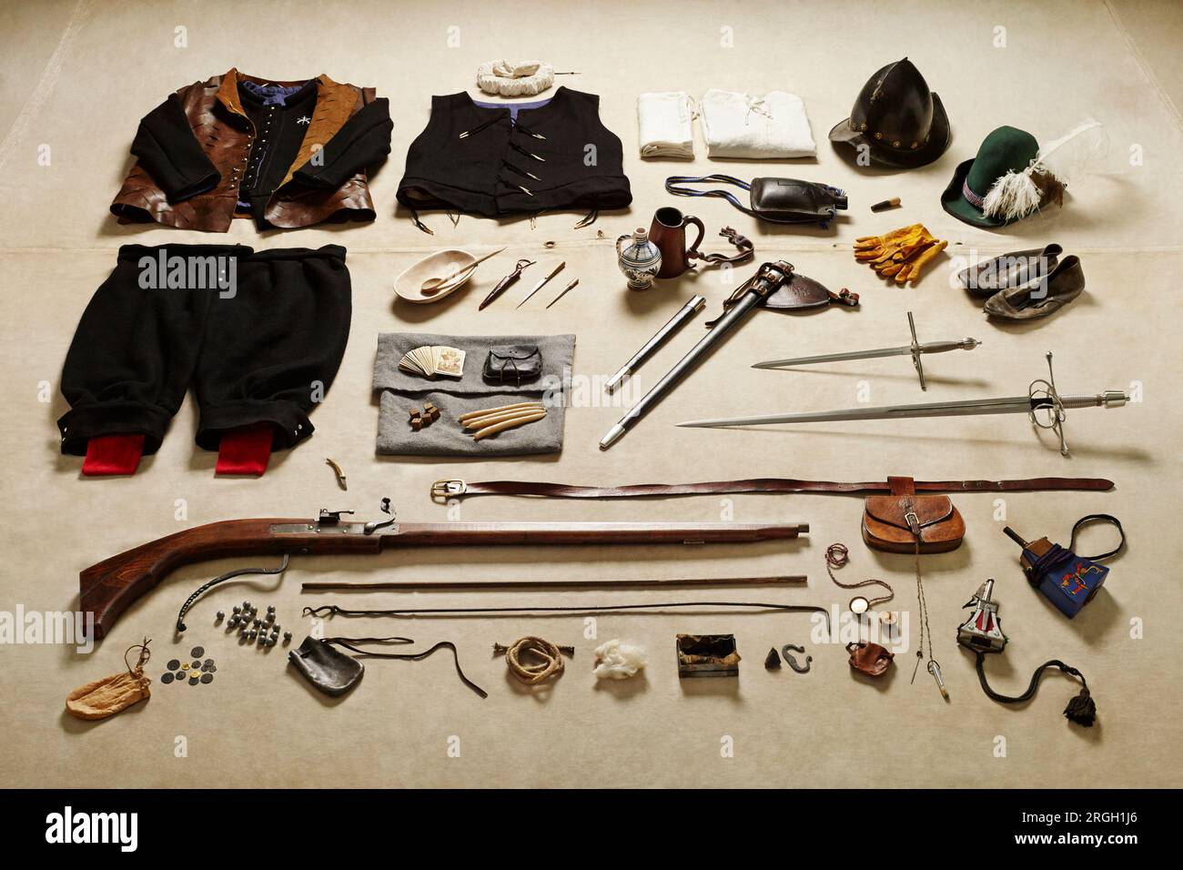 Collection of military weapons and equipment Stock Photo - Alamy