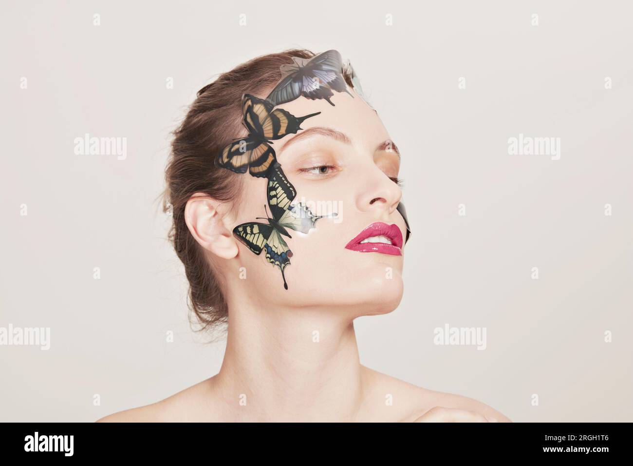 Woman butterfly head hi-res stock photography and images - Alamy