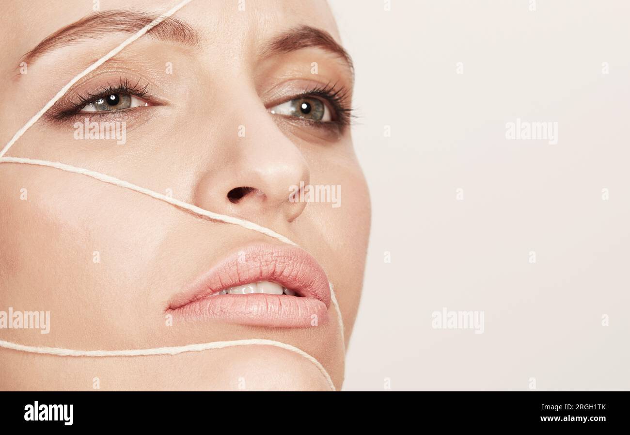 Womans face close up lipstick hi-res stock photography and images - Alamy