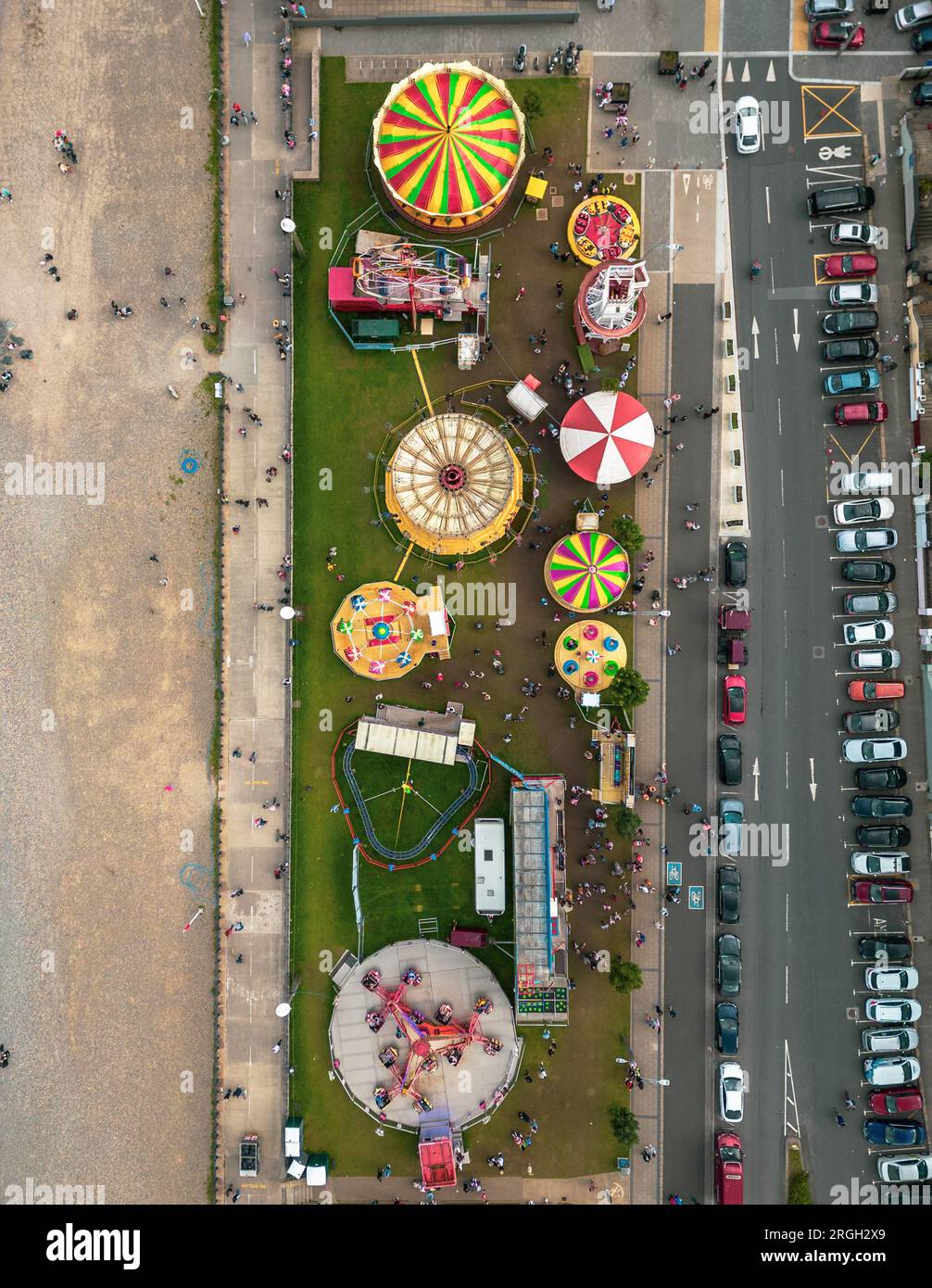 Drone view of the summerfest funfair at Bray Seafront Stock Photo - Alamy