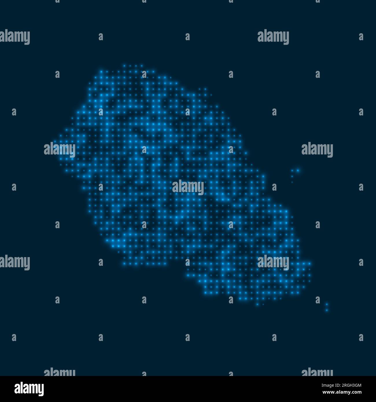 Graciosa dotted glowing map. Shape of the island with blue bright bulbs ...