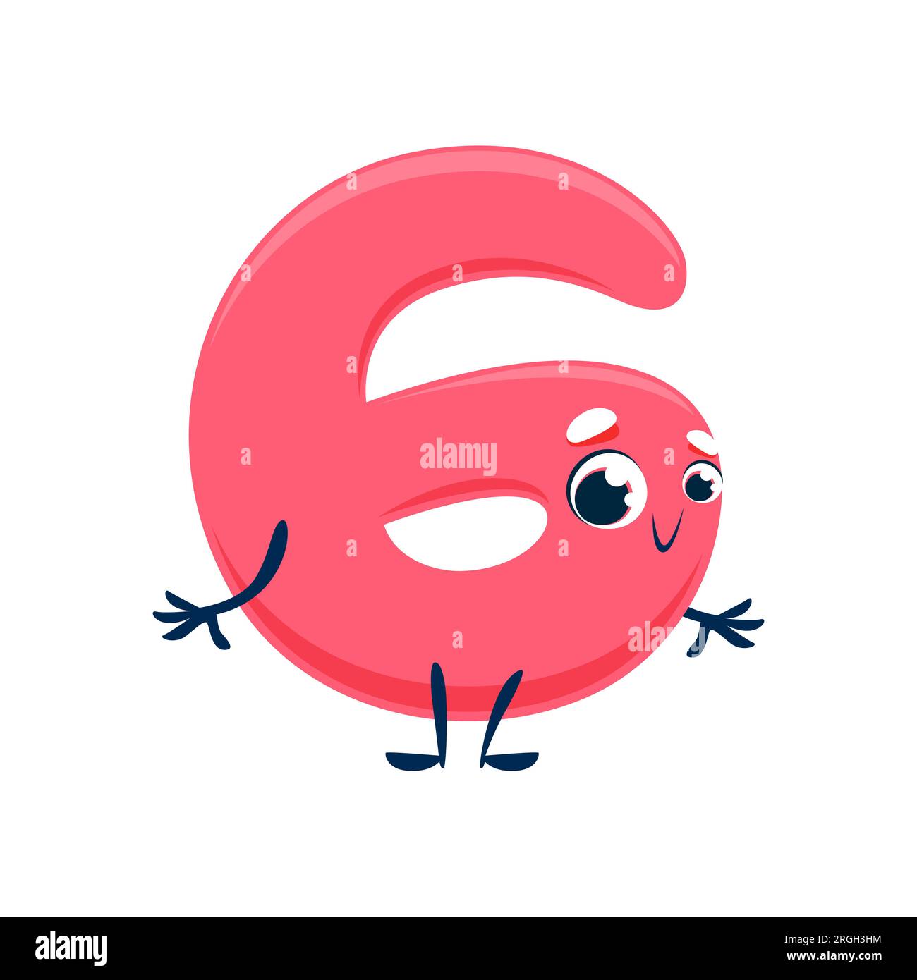 Cartoon cute funny number six character. Isolated vector arithmetic ...