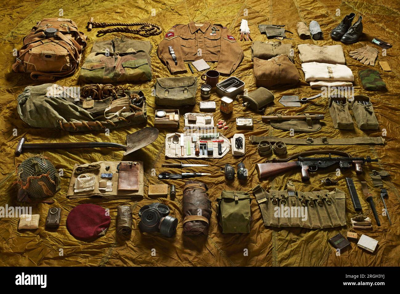 Collection of military weapons and equipment Stock Photo - Alamy