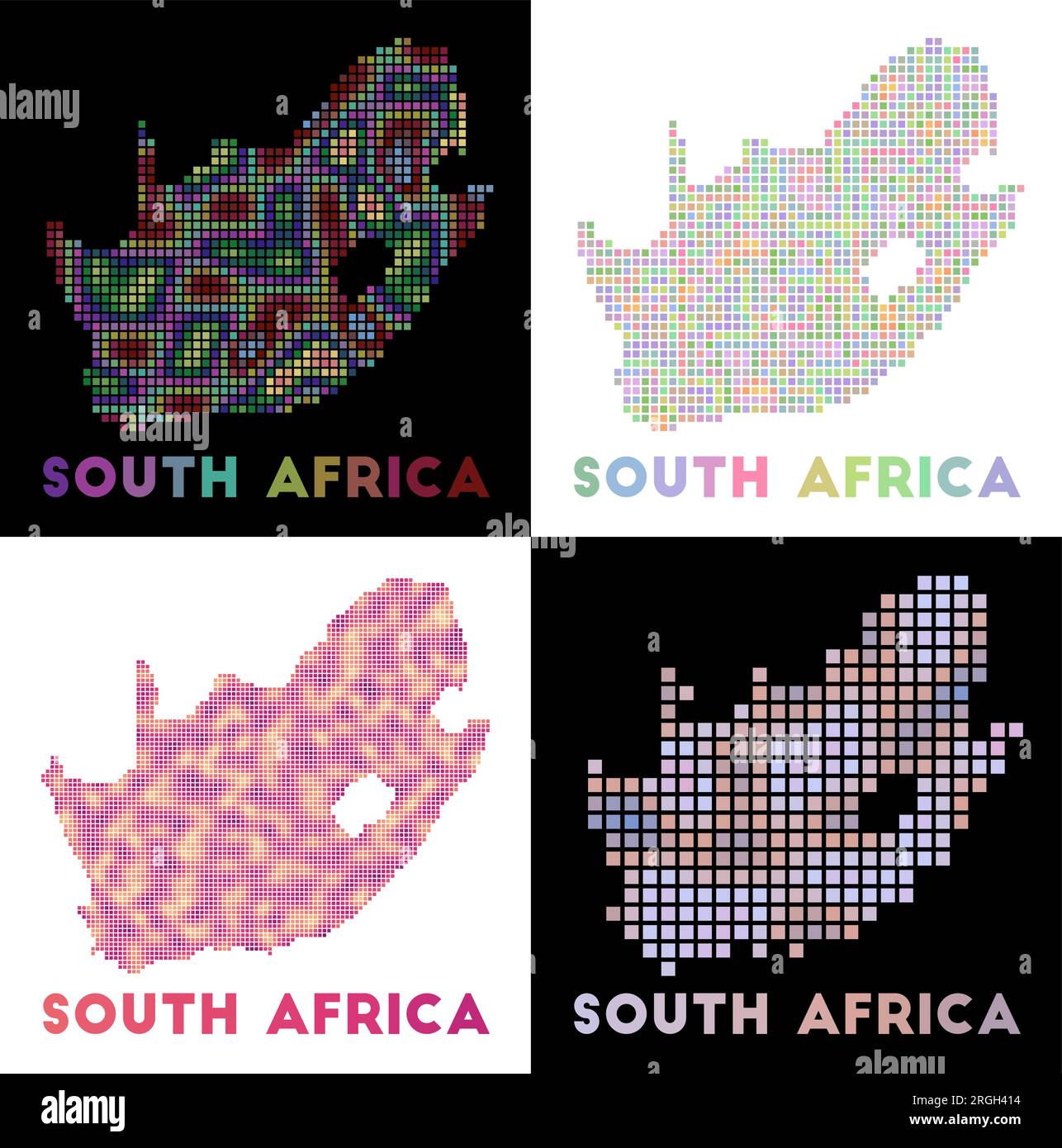 South Africa map. Collection of map of South Africa in dotted style ...