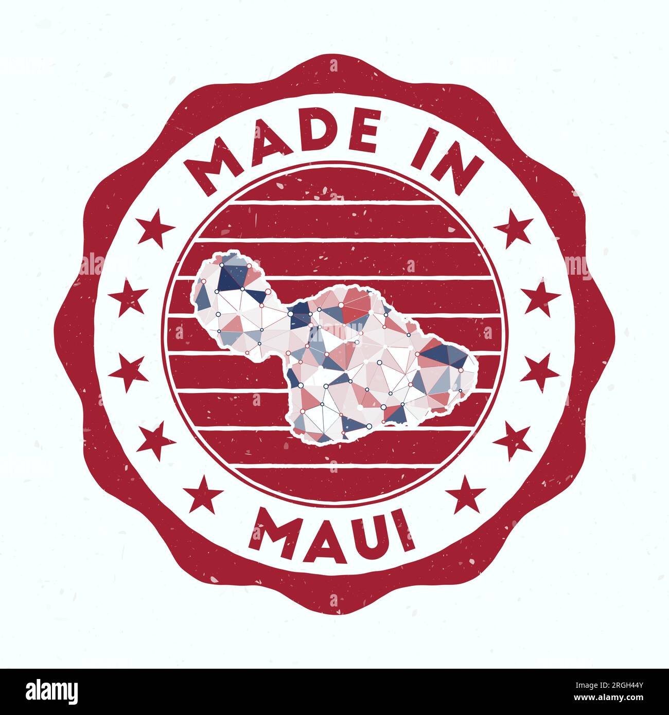 Made In Maui. Island round stamp. Seal of Maui with border shape ...