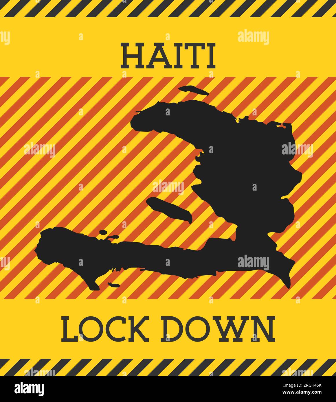 Haiti lockdown sign. Yellow country pandemic danger icon. Vector ...