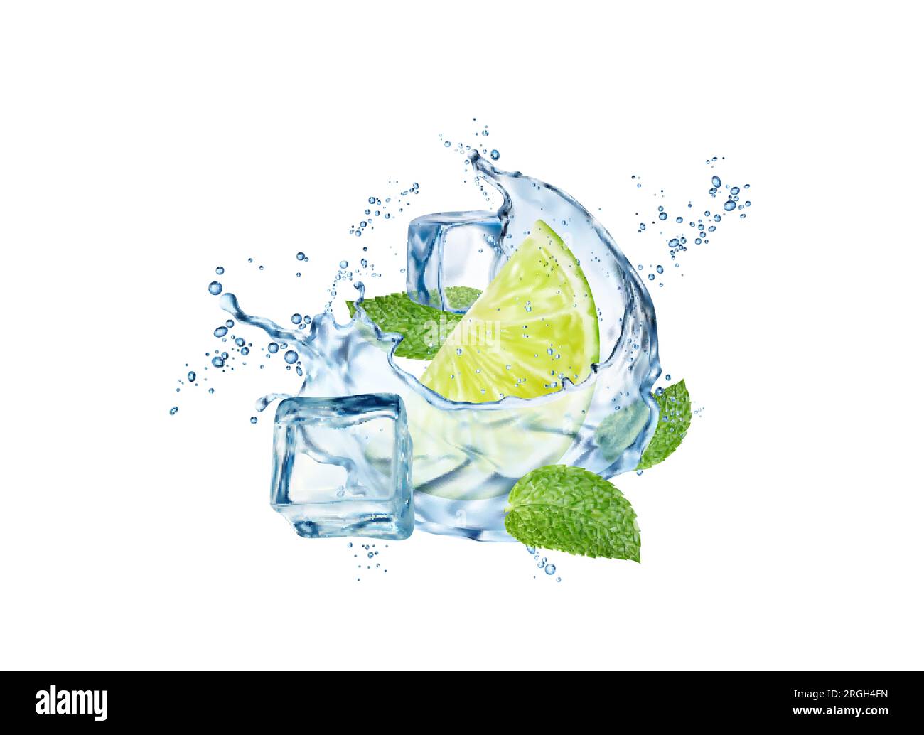 Ice cube falling blue cocktail Stock Vector Images - Alamy