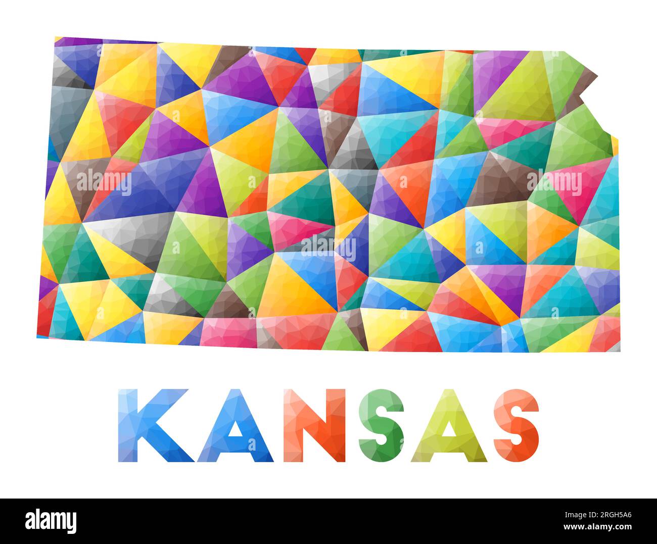 Kansas - colorful low poly US state shape. Multicolor geometric ...