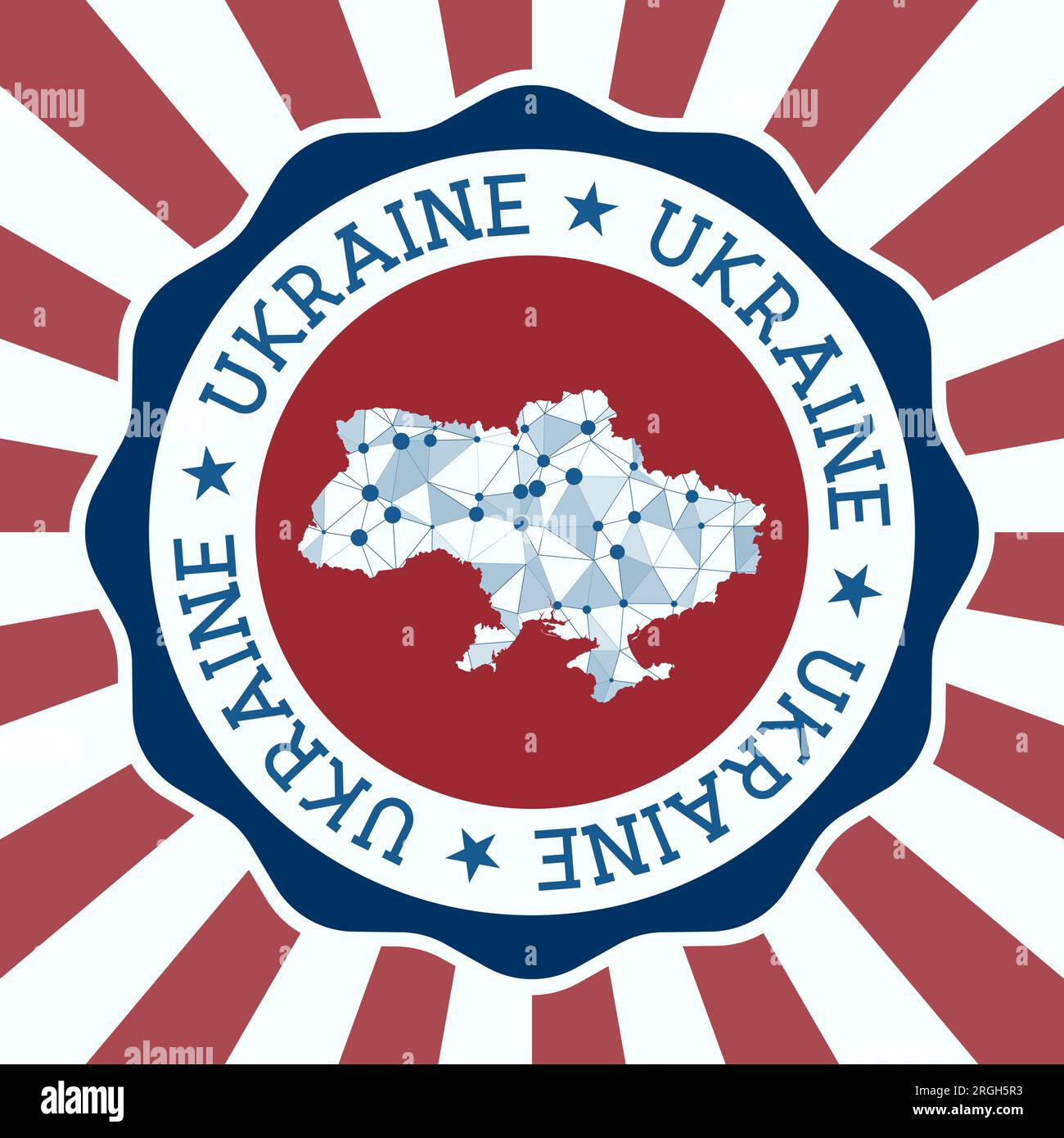 Ukraine Badge. Round logo of country with triangular mesh map and ...