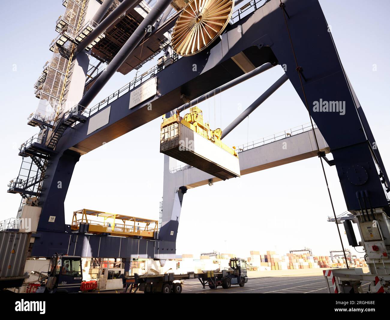 Cargo container articulated lorry transportation industry crane haulage ...