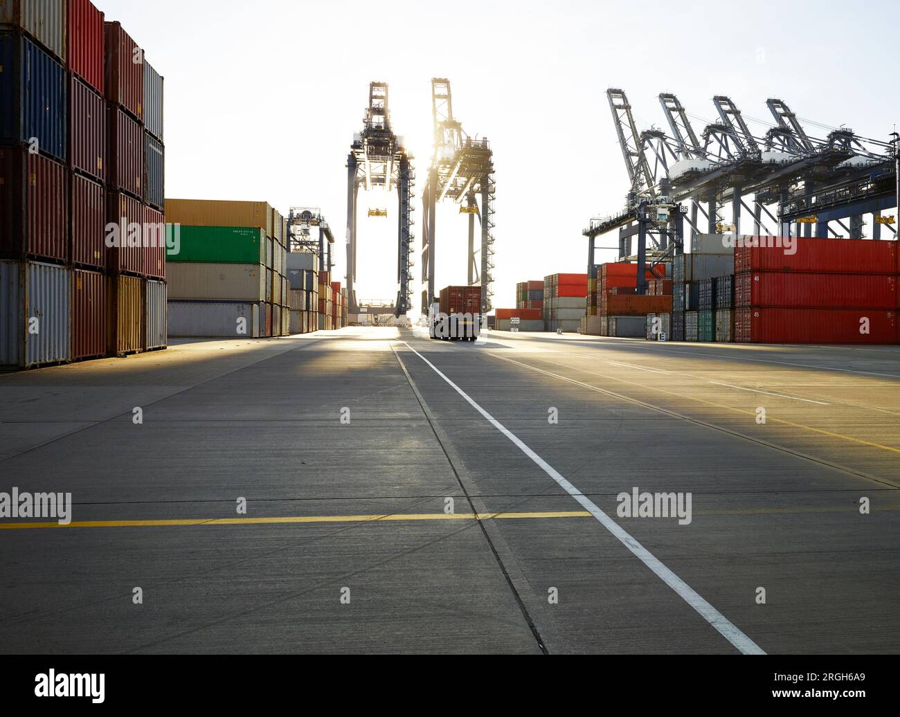 Container stacks at Port of Felixstowe, England Stock Photo - Alamy