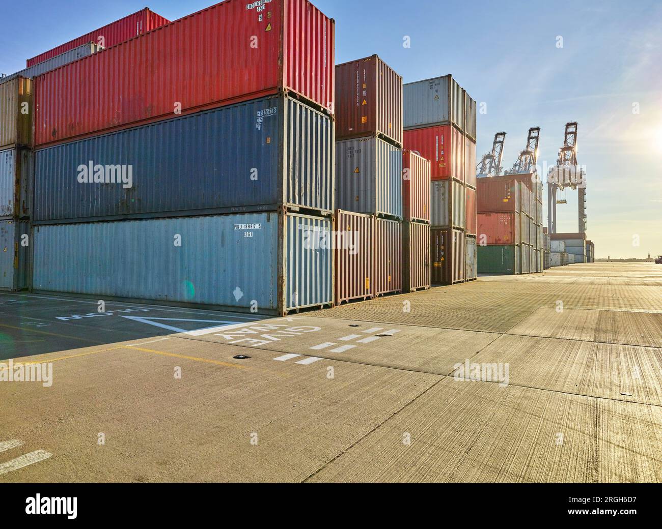 Container stacks at Port of Felixstowe, England Stock Photo - Alamy