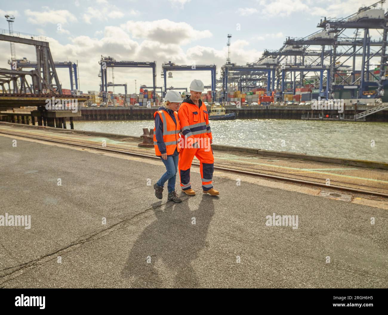 Dock workers walking at Port of Felixstowe, England Stock Photo - Alamy