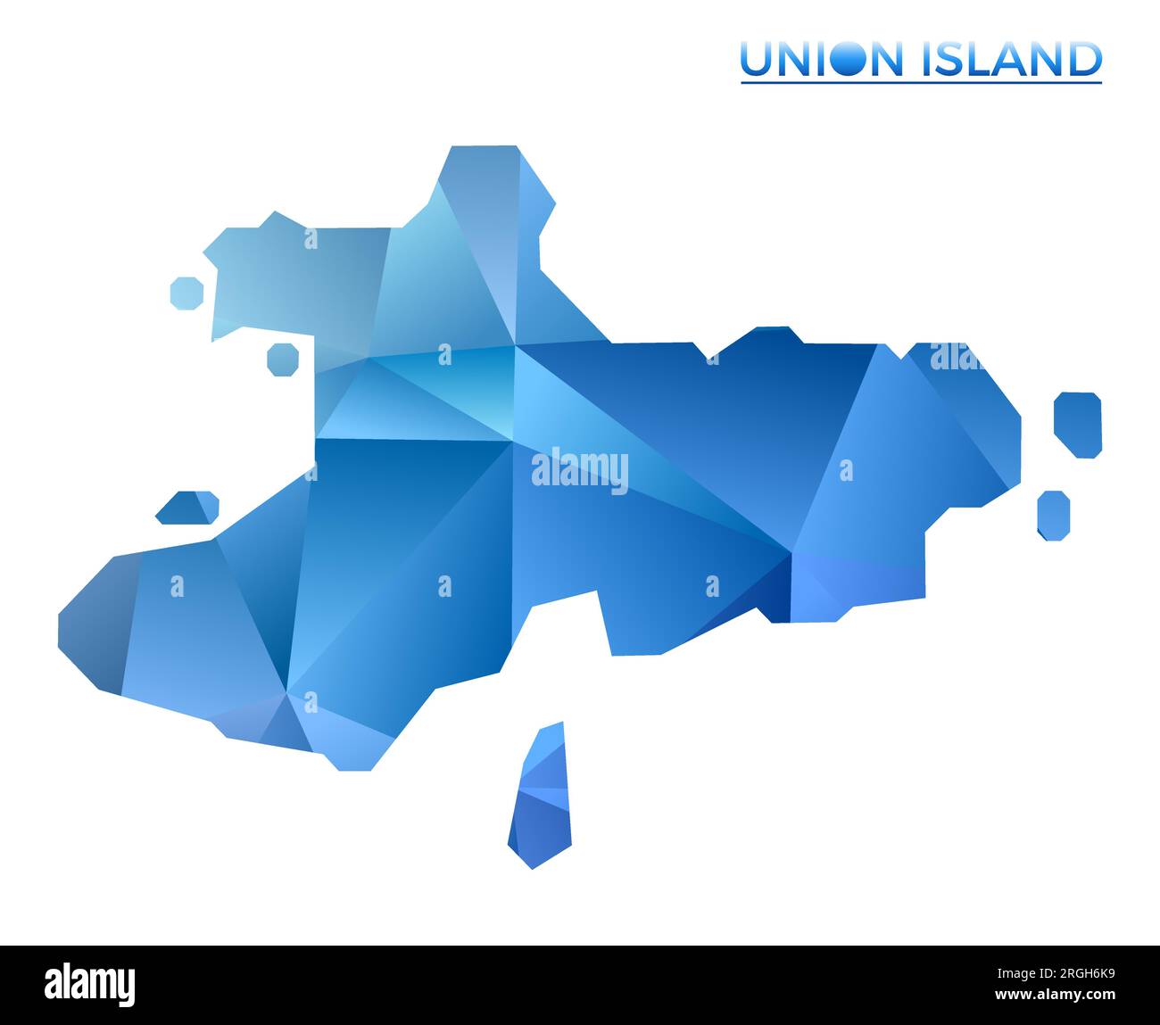 Vector polygonal Union Island map. Vibrant geometric island in low poly style. Radiant ...