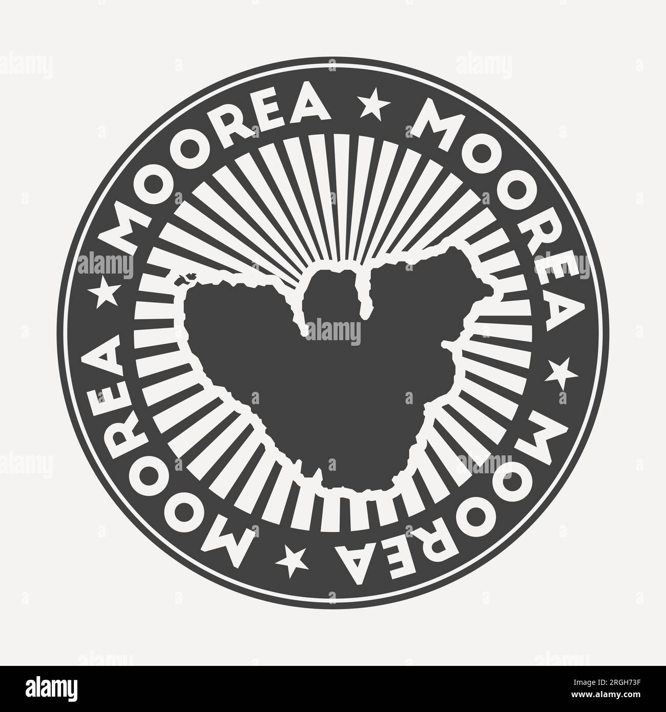 Moorea round logo. Vintage travel badge with the circular name and map ...