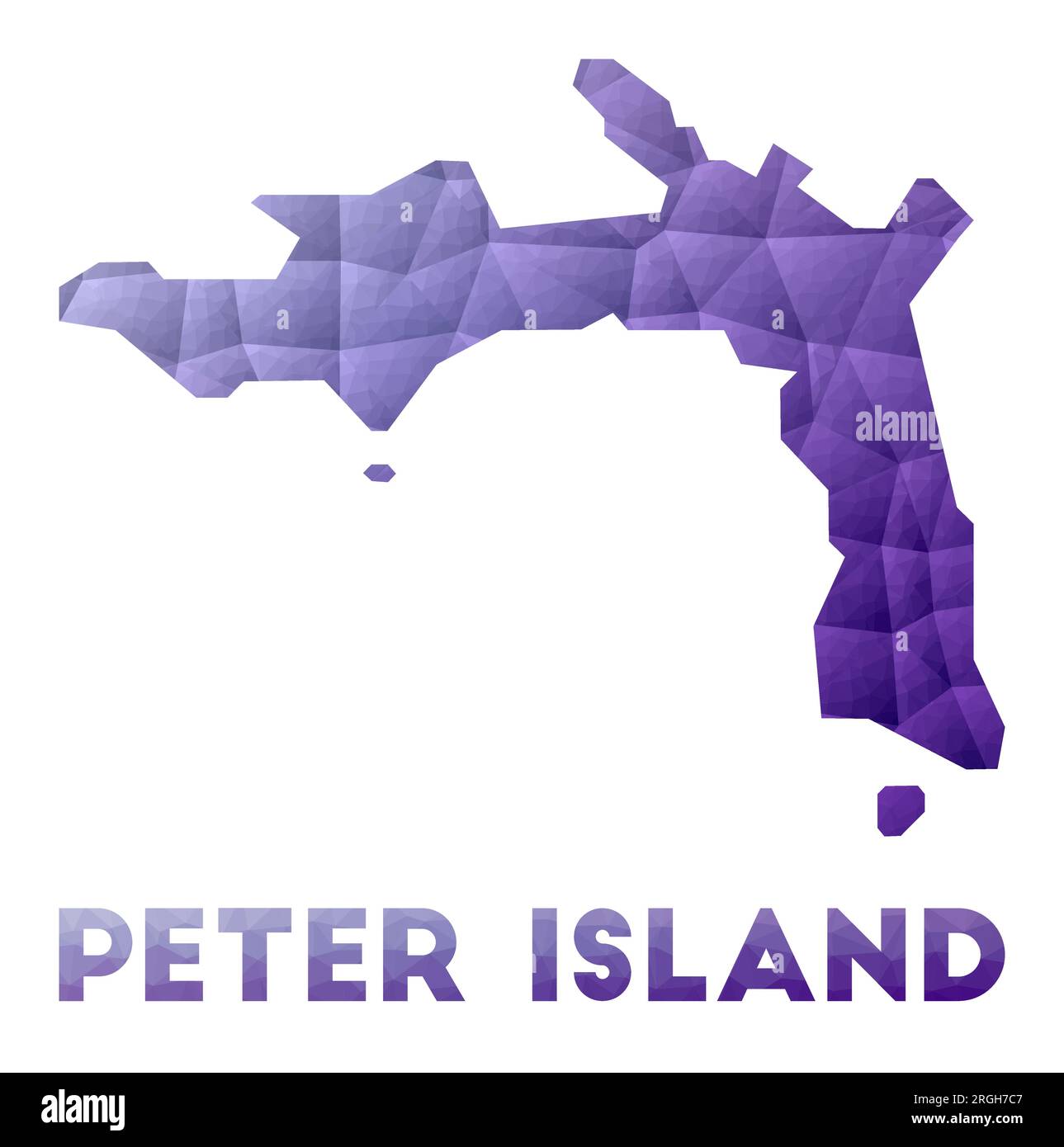 Map of Peter Island. Low poly illustration of the island. Purple ...