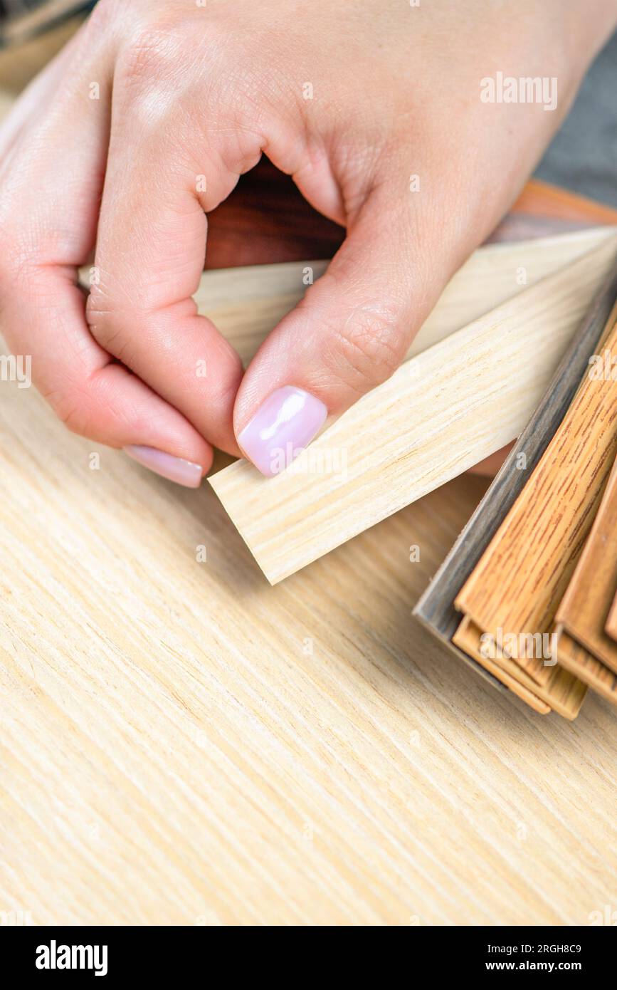 The designer chooses samples of pvc edging for the production of ...