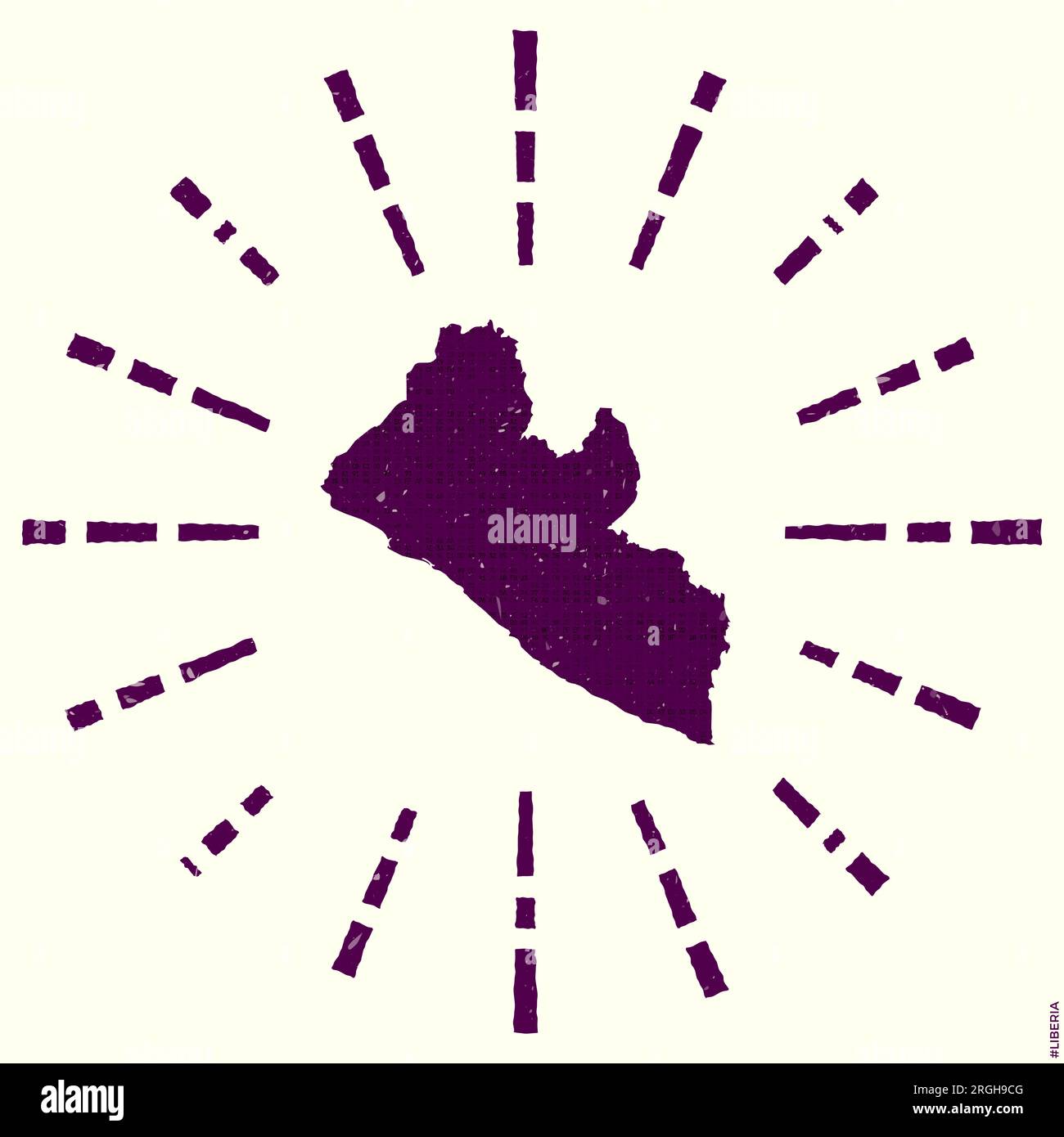 Liberia logo. Grunge sunburst poster with map of the country. Shape of ...