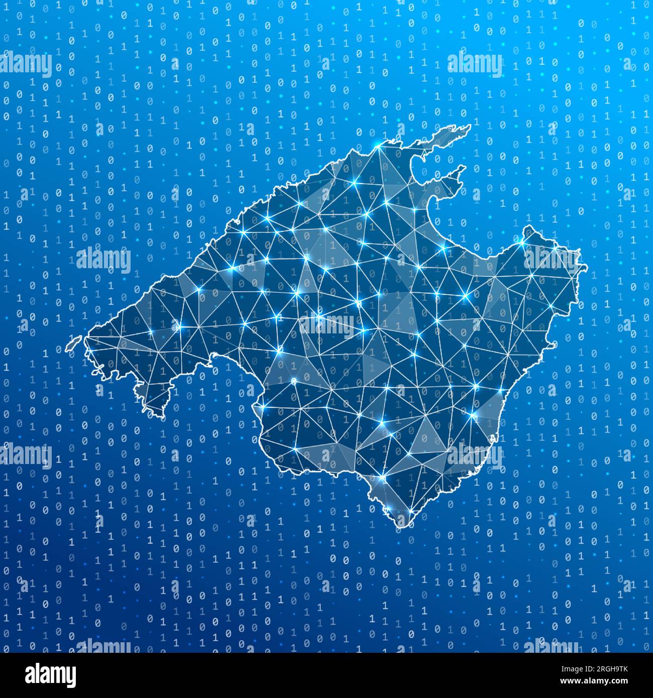 Network map of Majorca. Island digital connections map. Technology ...