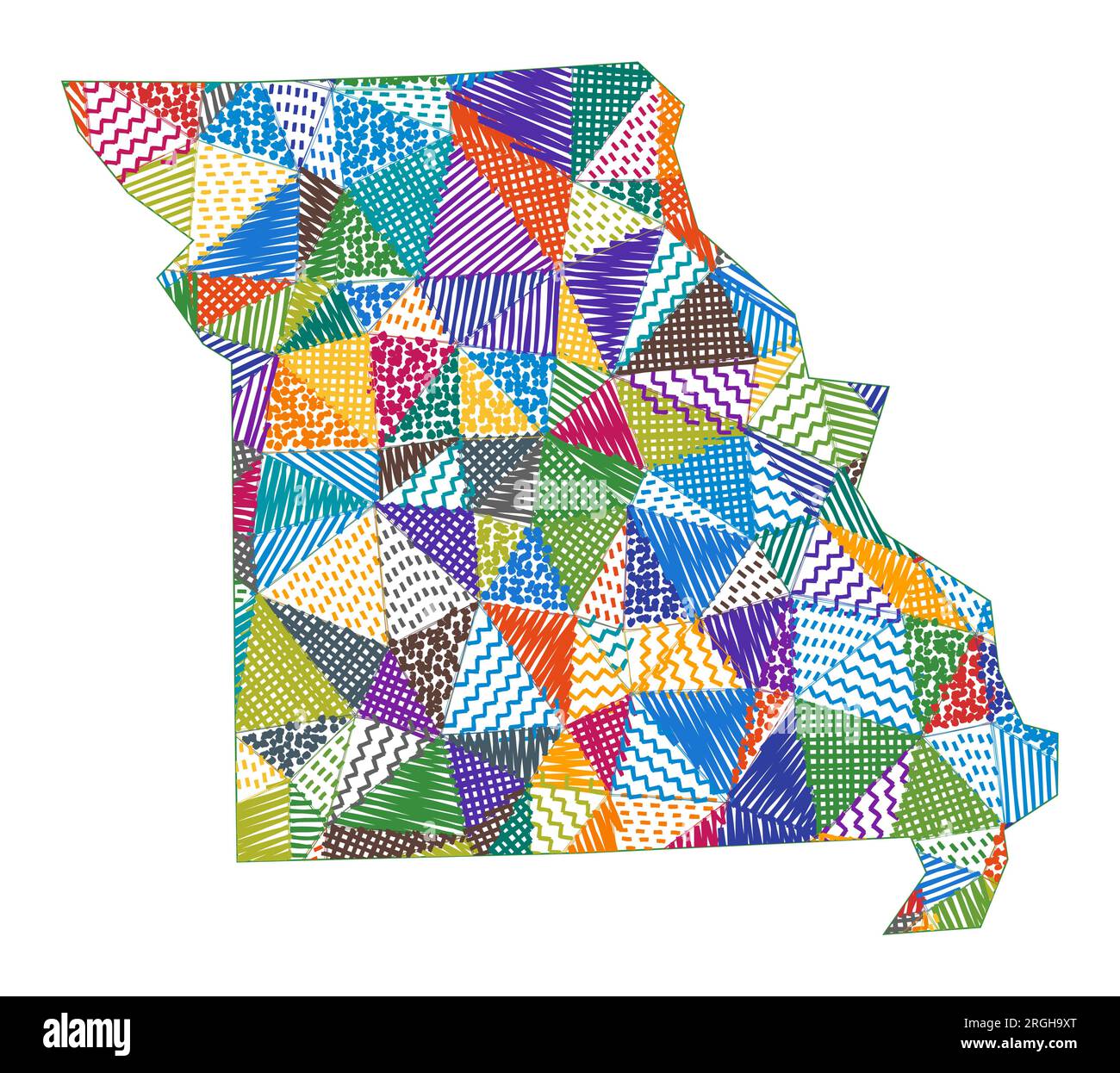 Kid style map of Missouri. Hand drawn polygons in the shape of Missouri ...