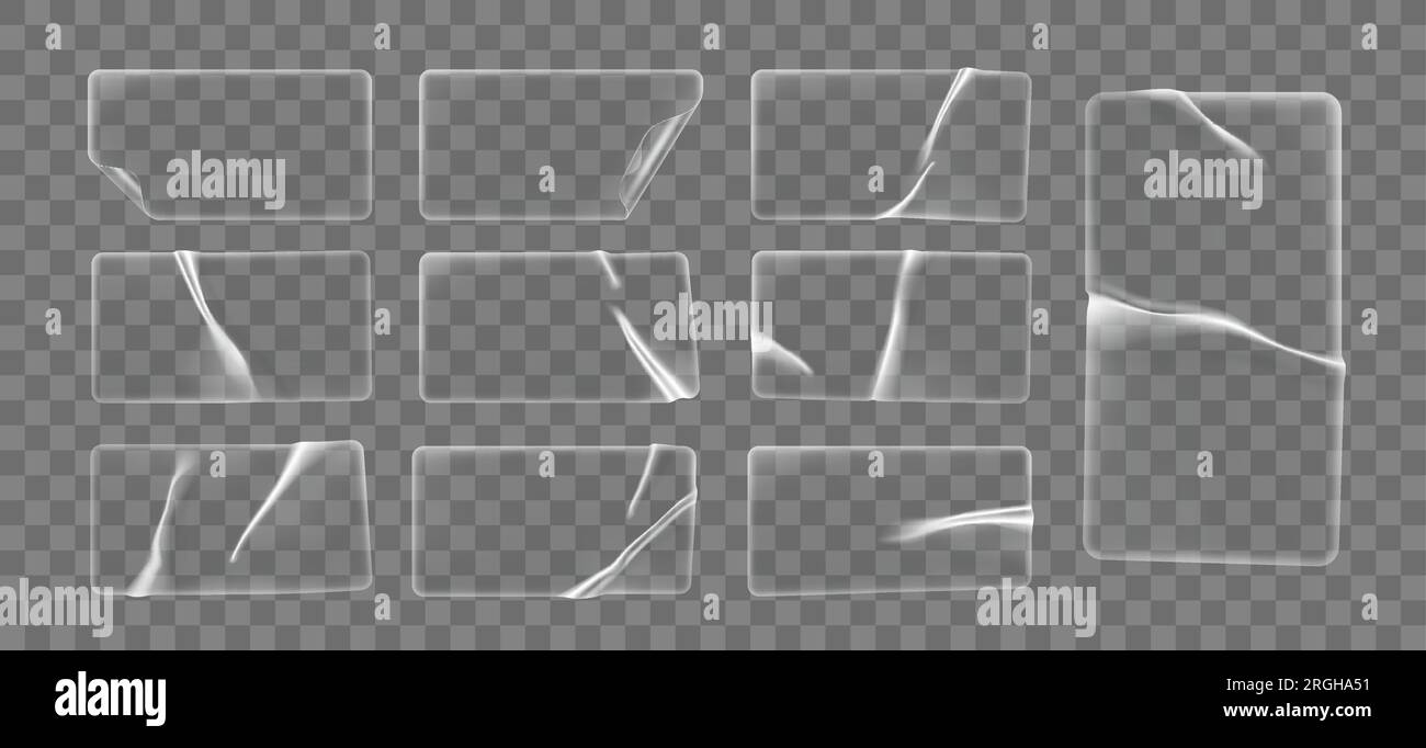 Transparent rectangle plastic stickers, adhesive overlay patch ...