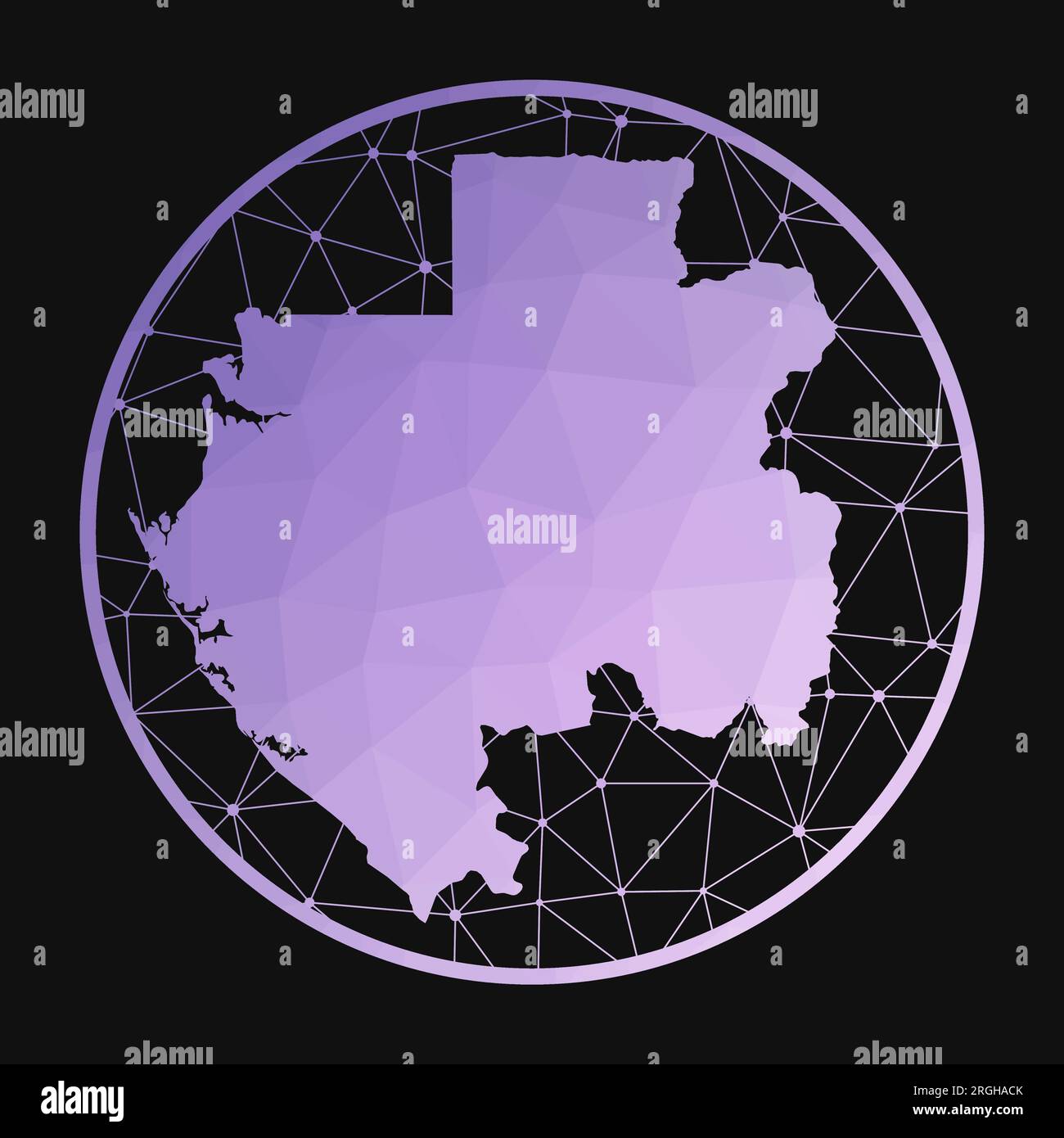 Gabon icon. Vector polygonal map of the country. Gabon icon in geometric style. The country map ...