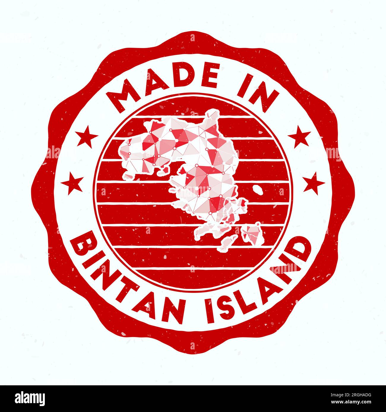 Made In Bintan Island. Round stamp. Seal of Bintan Island with border ...