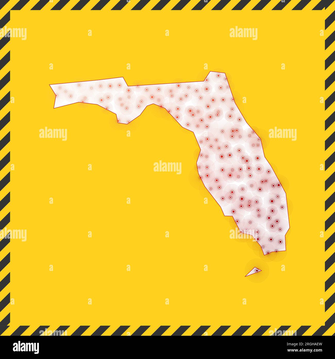 Florida closed - virus danger sign. Lock down US state icon. Black ...