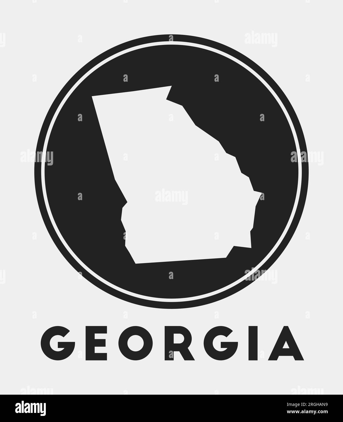 Georgia icon. Round logo with us state map and title. Stylish Georgia ...