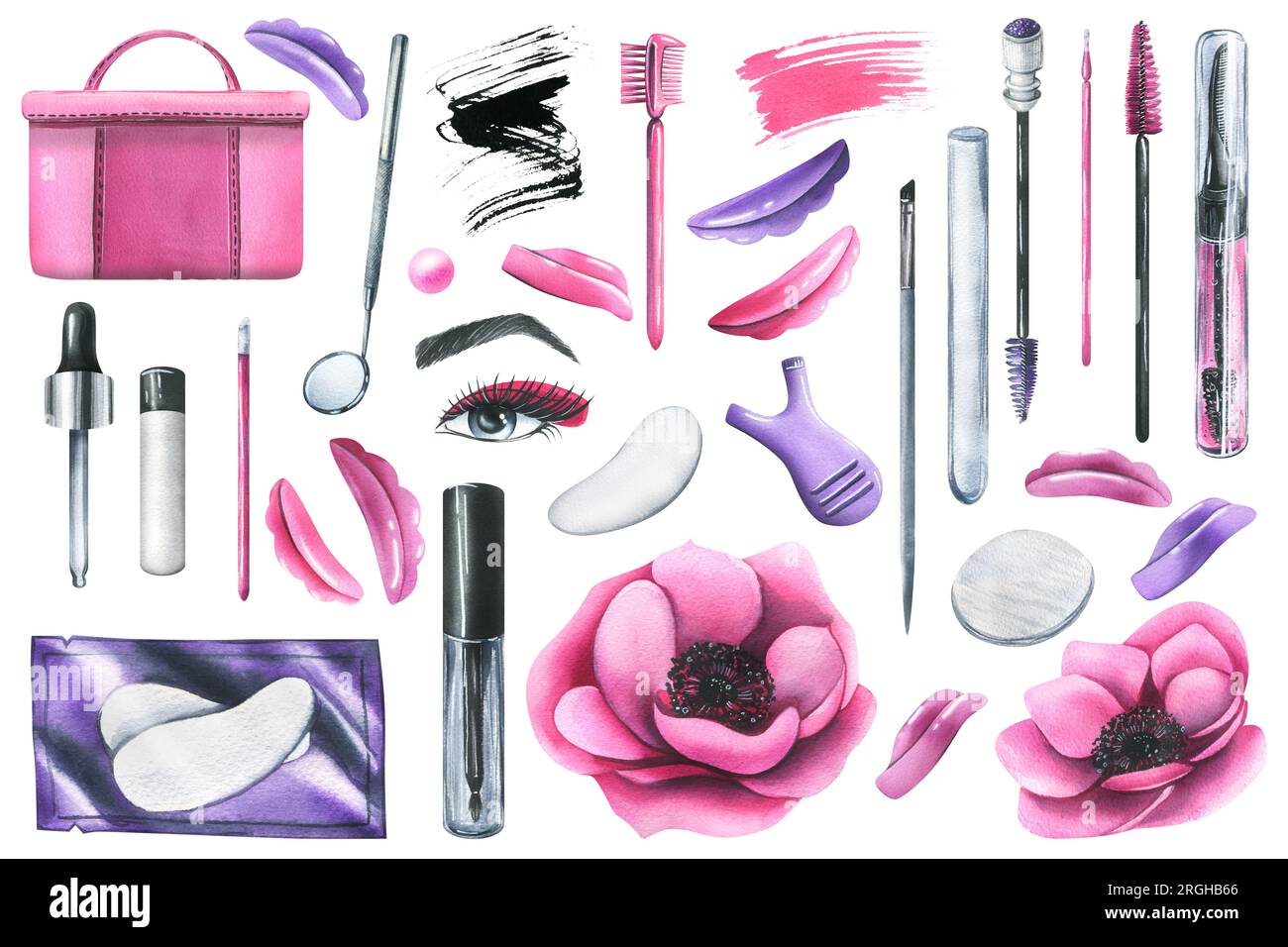 Set of professional cosmetics and tools for makers of lamination ...