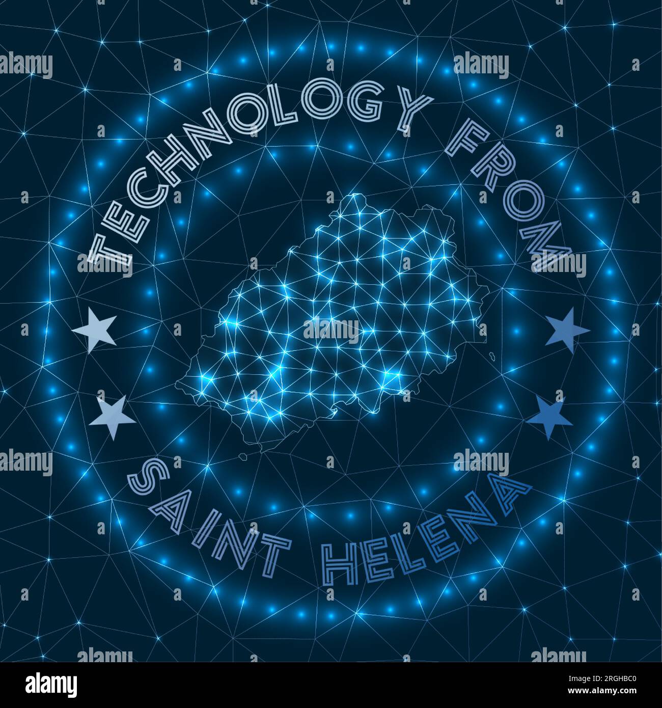 Technology From Saint Helena. Futuristic geometric badge of the island ...