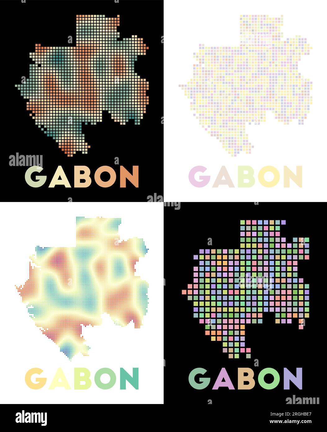 Gabon map. Collection of map of Gabon in dotted style. Borders of the country filled with ...