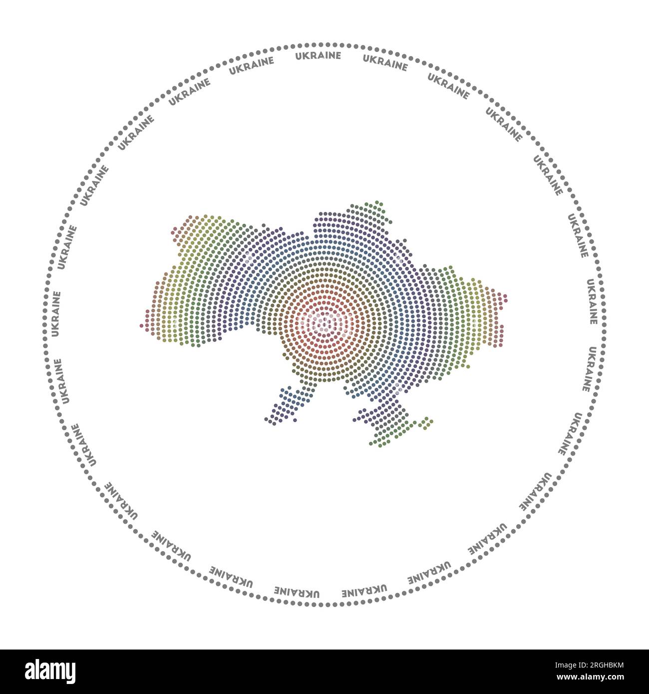Ukraine round logo. Digital style shape of Ukraine in dotted circle ...