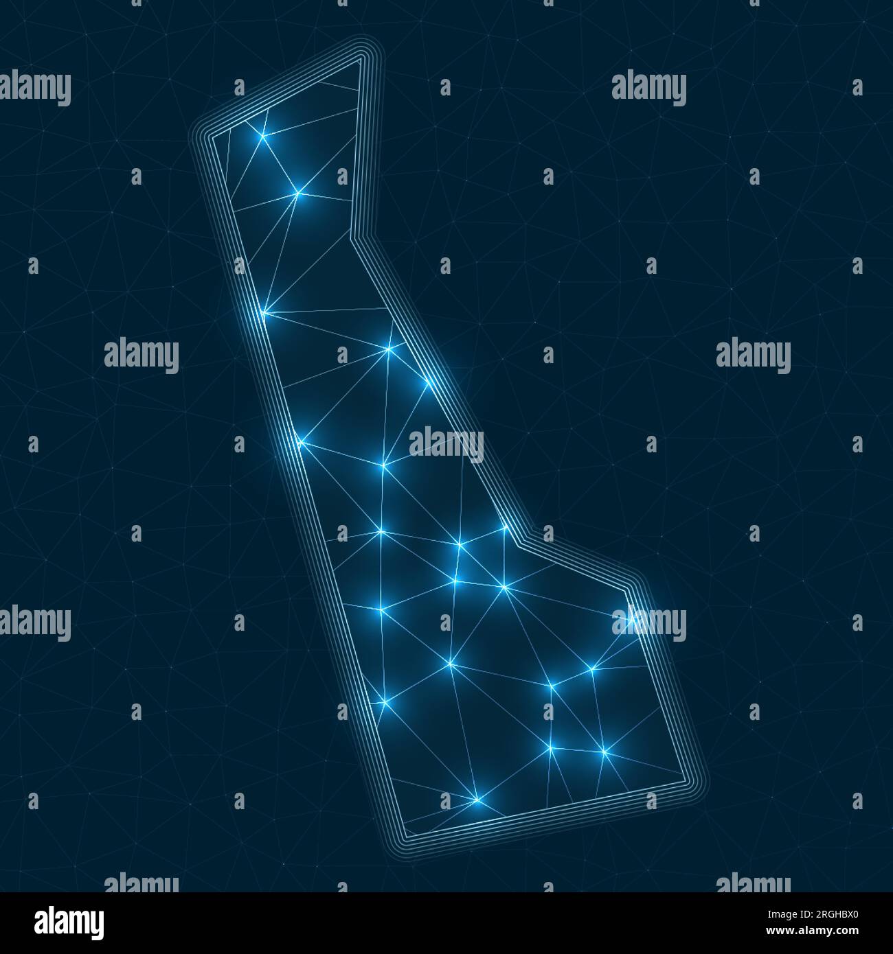 Delaware network map. Abstract geometric map of the US state. Digital ...