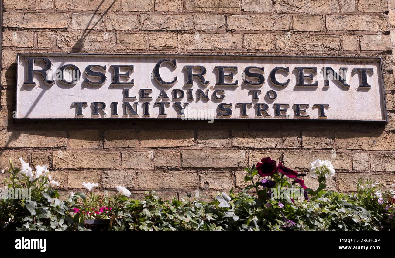 Rose Crescent Steet Sign Cambridge Cambridgeshire Stock Photo - Alamy