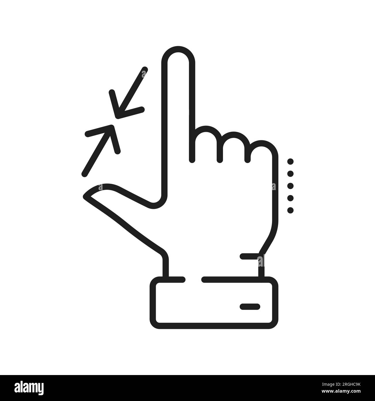 Resize icon for web. Hand gesture for increase and reduce. Arrows for growth and scaling sign ...
