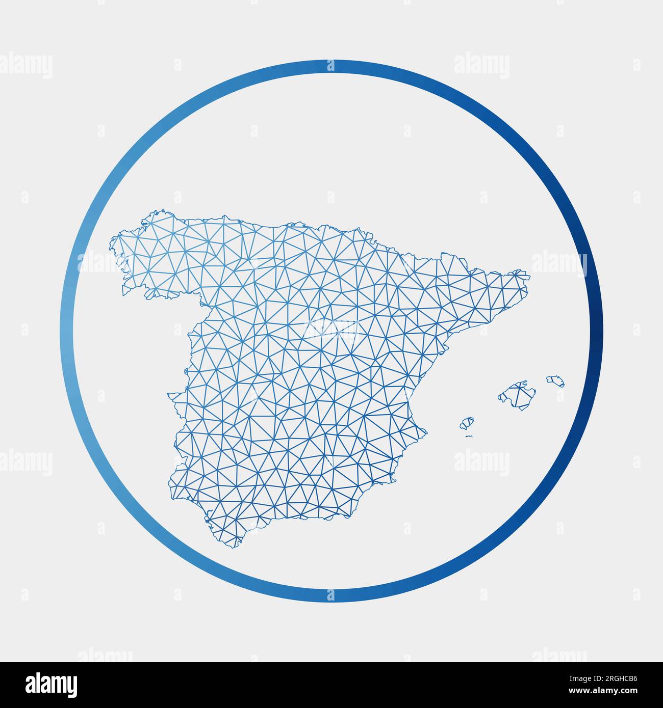 Spain icon. Network map of the country. Round Spain sign with gradient ...