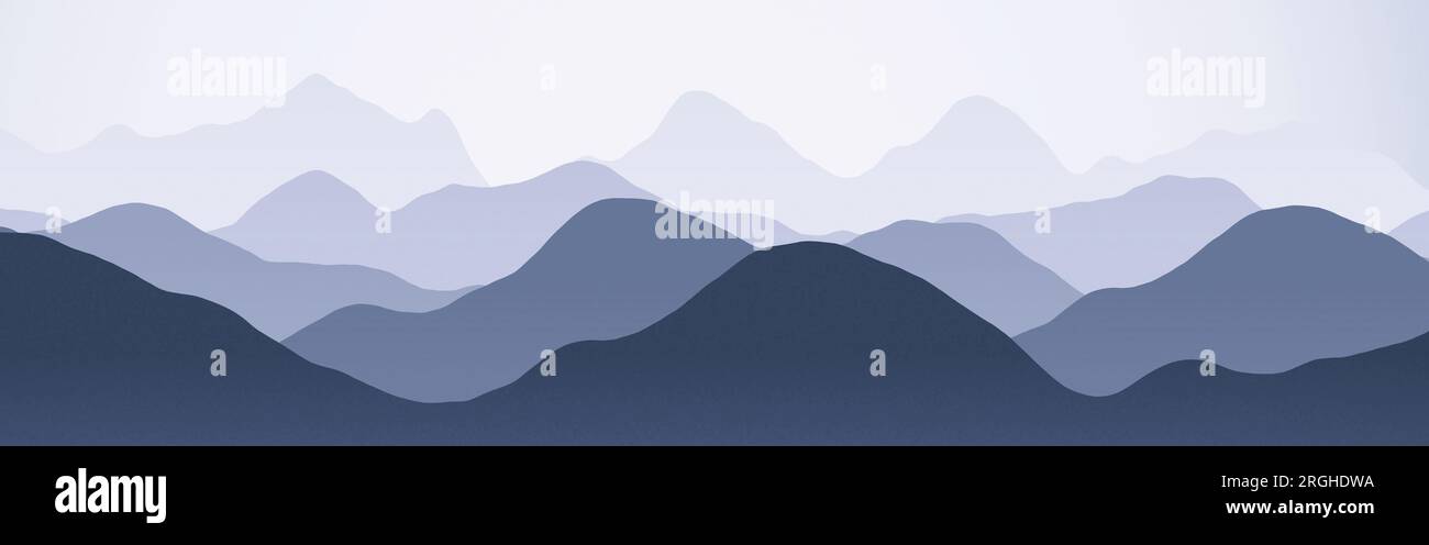 Nice Panoramic Image Of Hills Peaks In Clouds Computer Graphics Texture Background Illustration
