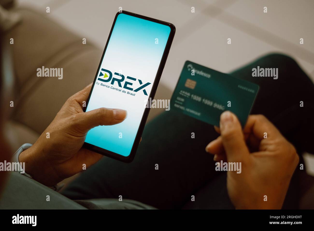 In this photo illustration, the Drex logo seen displayed on a ...