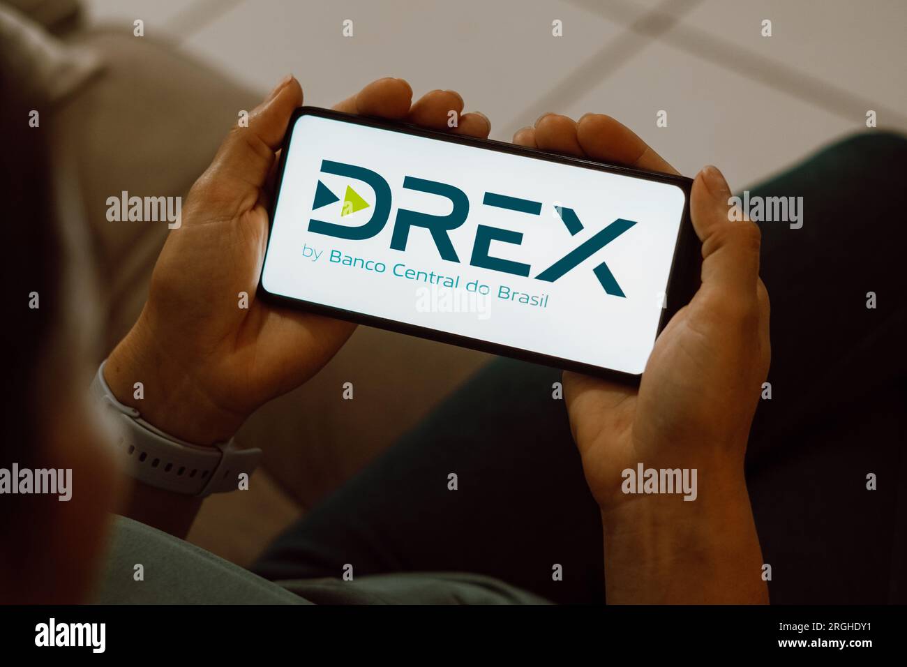 In this photo illustration, the Drex logo seen displayed on a ...