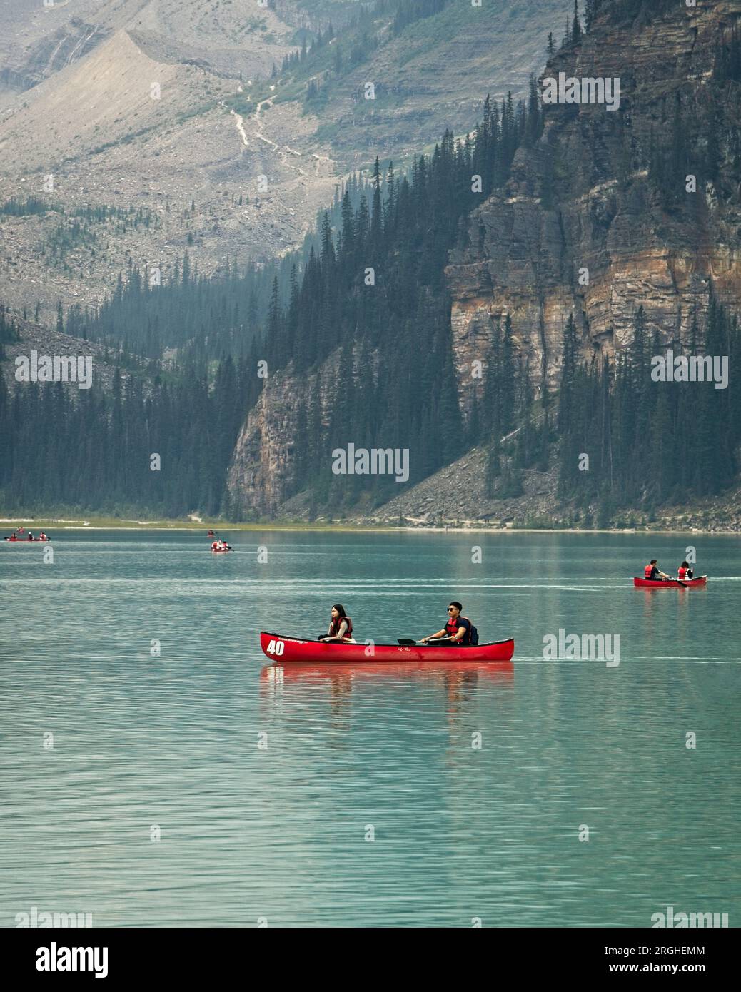 canoeing Lake Louise Banff National Park Alberta Stock Photo - Alamy