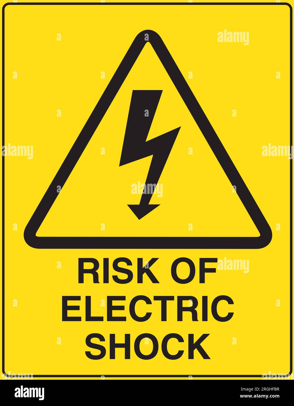 Risk of electric shock sign on a yellow background Stock Vector Image ...