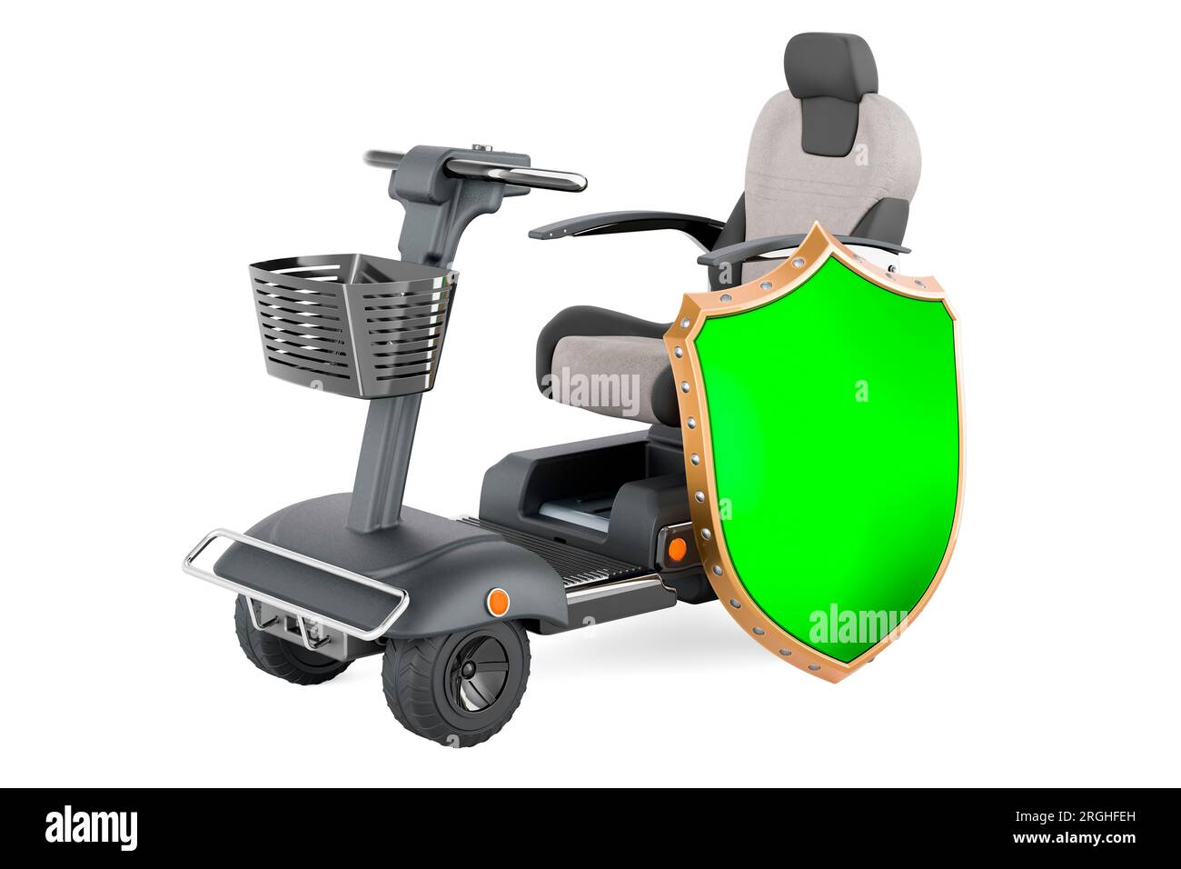 Powered mobility scooter with shield, 3D rendering isolated on white ...