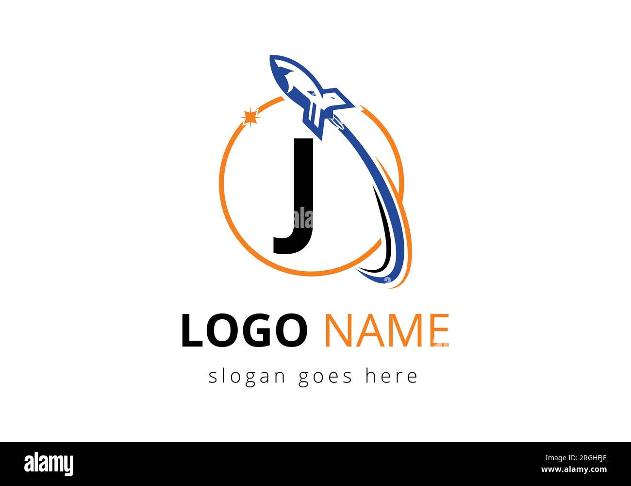 Initial J monogram letter alphabet with a Rocket logo design. Rocket ...
