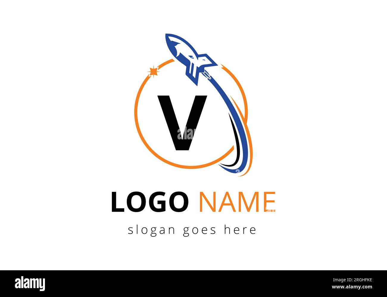 Initial V monogram letter alphabet with a Rocket logo design. Rocket ...
