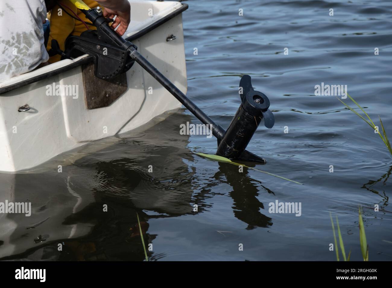 Electric boat engine boat drive - small boat Stock Photo - Alamy