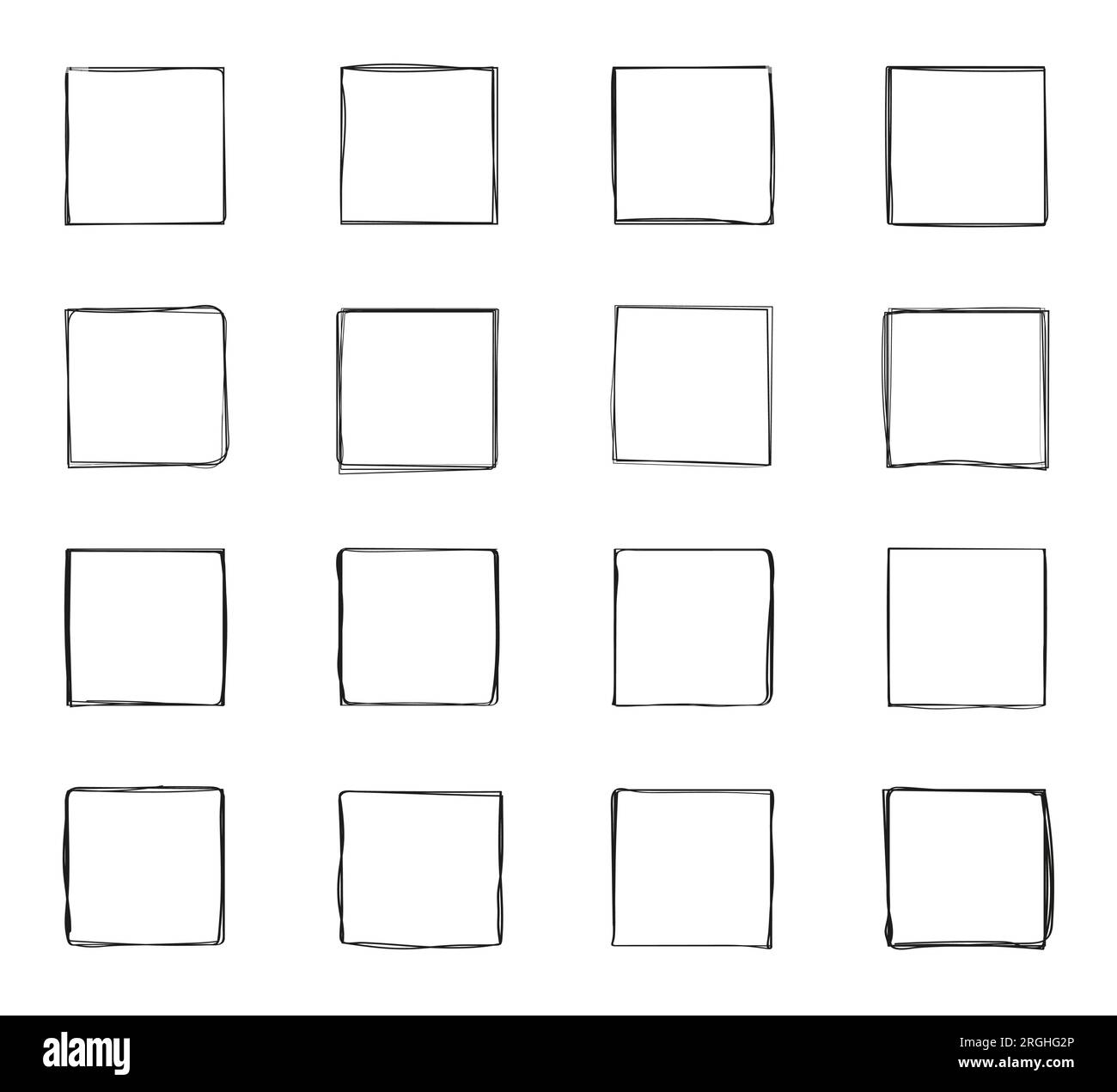Squares line, grunge vector set in sketch style. Frames outline in hand ...